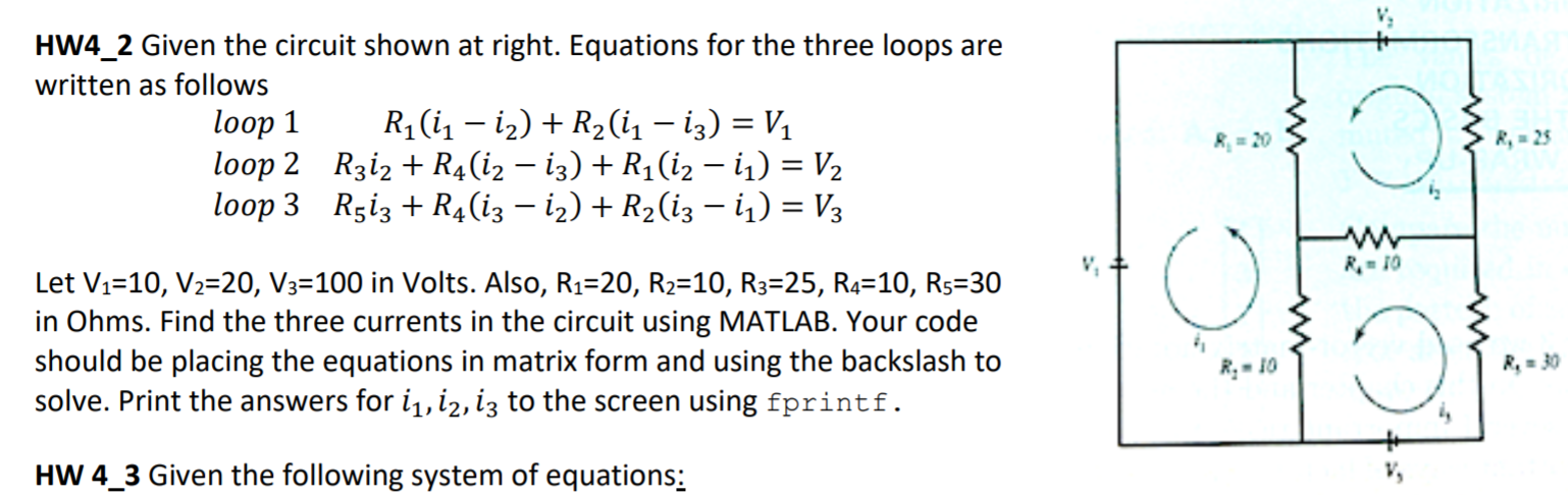 Solved w HW4_2 Given the circuit shown at right. Equations | Chegg.com