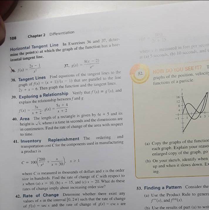 Solved 108 Chapter 2 Differentiation Horizontal Tangent Line | Chegg.com