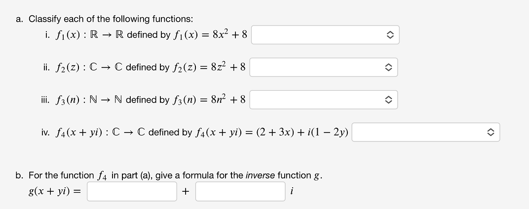 Solved a Classify each of the following functions: b.For the | Chegg.com