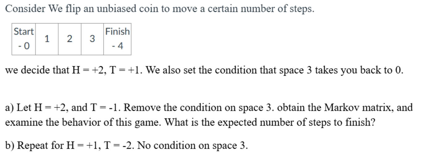 Solved Consider We flip an unbiased coin to move a certain | Chegg.com