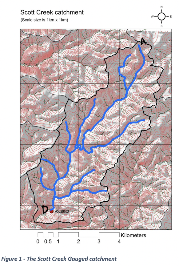 Solved Scott Creek catchment (Scale size is 1 km×1 km ) | Chegg.com