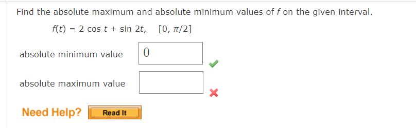 Solved Find the absolute maximum and absolute minimum values | Chegg.com
