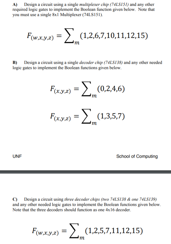 (Solved) : Design Circuit Using Single Multiplexer Chip 74lsi51 ... (Solved) : Design Circuit Using Single Multiplexer Chip 74lsi51 ...