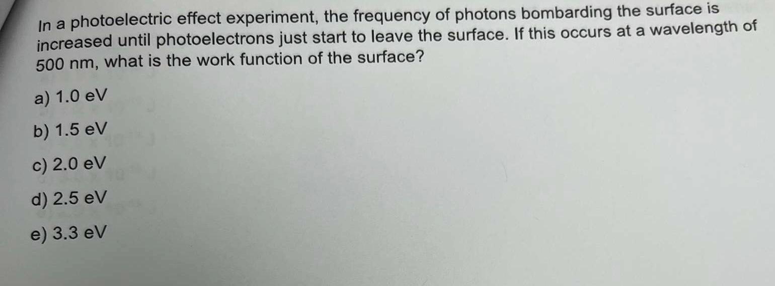 Solved In a photoelectric effect experiment, the frequency | Chegg.com