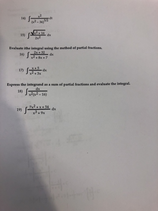 Solved (x2-36)572 15)16d 2x2 Evaluate ithe integral using | Chegg.com