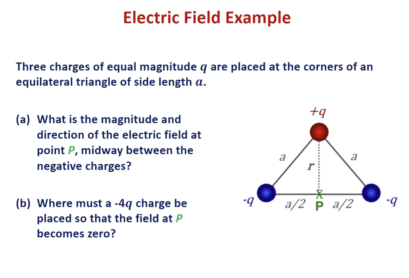 Solved Electric Field Example Three charges of equal | Chegg.com