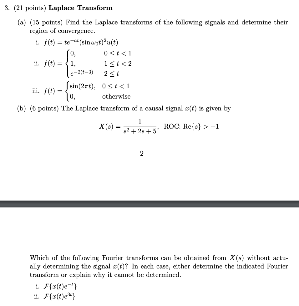 Solved 3. (21 points) Laplace Transform (a) (15 points) Find | Chegg.com