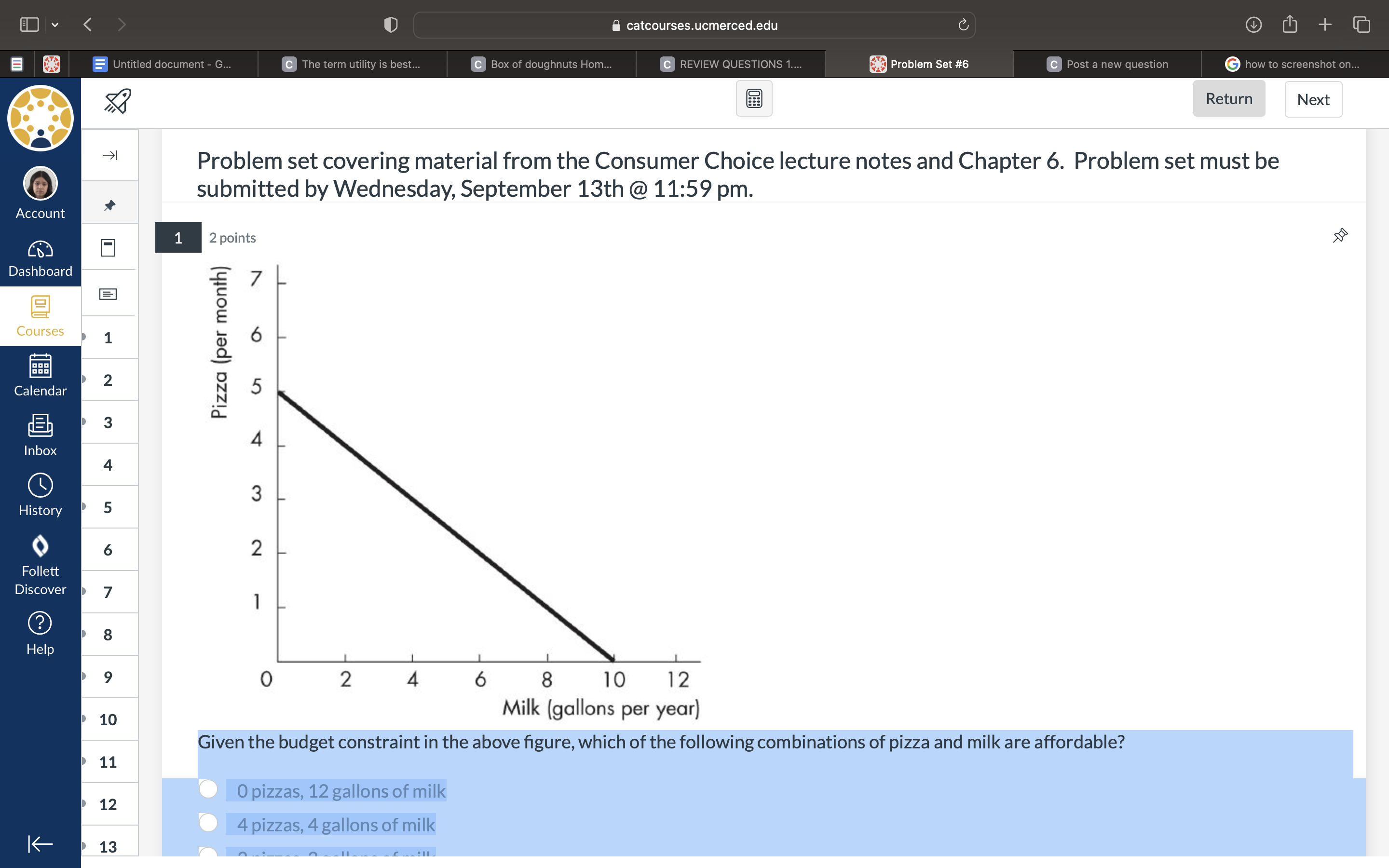 Given the budget constraint in the above figure, | Chegg.com