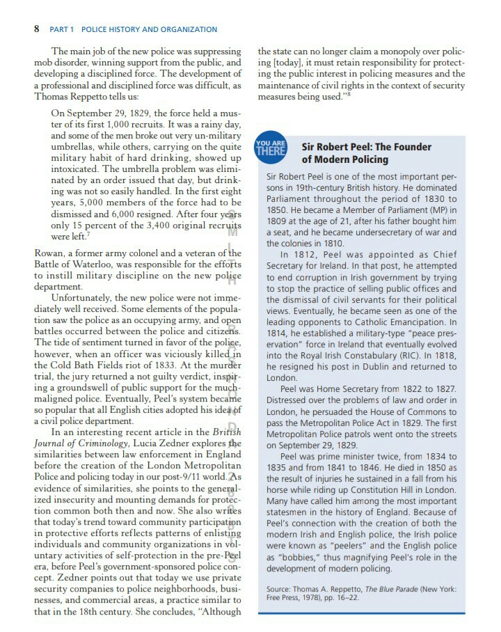 Solved Sir Robert Peel implemented his Nine Principles to | Chegg.com