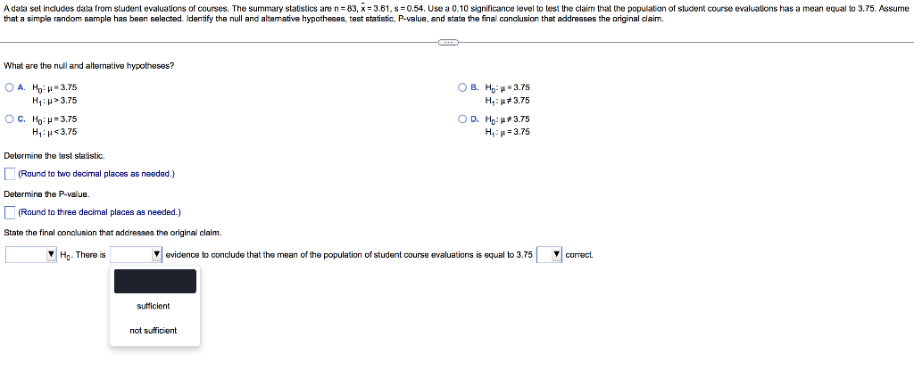 Solved A data set includes data from student evaluations of | Chegg.com
