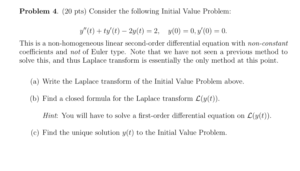 Solved Problem 4. (20 pts) Consider the following Initial | Chegg.com