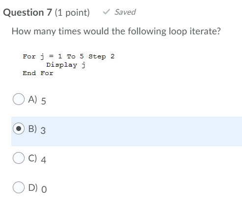 Solved Question 7 (1 point) Saved How many times would the | Chegg.com