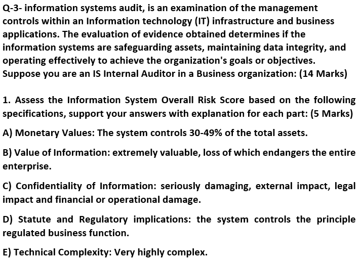 Solved Q-3- information systems audit, is an examination of | Chegg.com