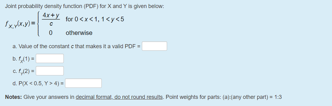 Solved Joint probability density function (PDF) for X and Y | Chegg.com