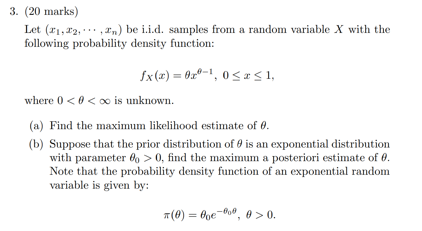 Solved Let (x1,x2,⋯,xn) be i.i.d. samples from a random | Chegg.com