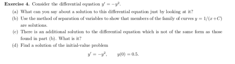 Solved Exercise 4. Consider the differential equation y' = | Chegg.com