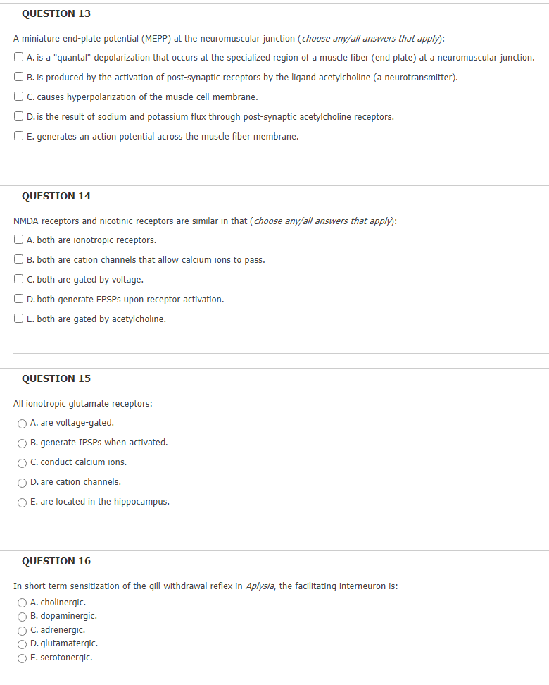 Solved QUESTION 13 A miniature end-plate potential (MEPP) at | Chegg.com