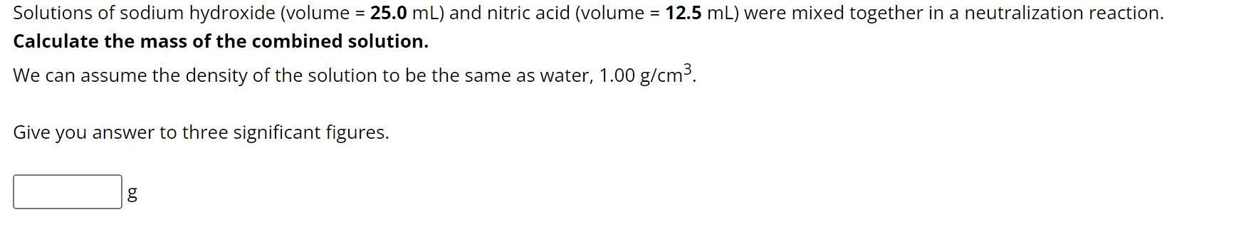Solved Solutions of sodium hydroxide (volume =25.0mL ) and | Chegg.com