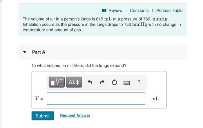 Solved Review Constants Periodic Table A gas at a pressure | Chegg.com