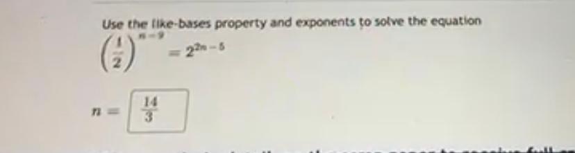 Solved Use the like bases property and exponents to solve | Chegg.com