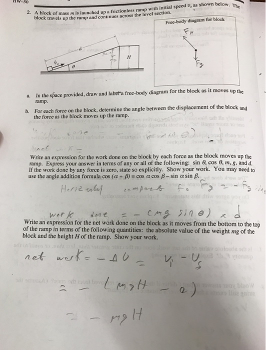 Solved A block of mass m is launched up a frictionless ramp | Chegg.com