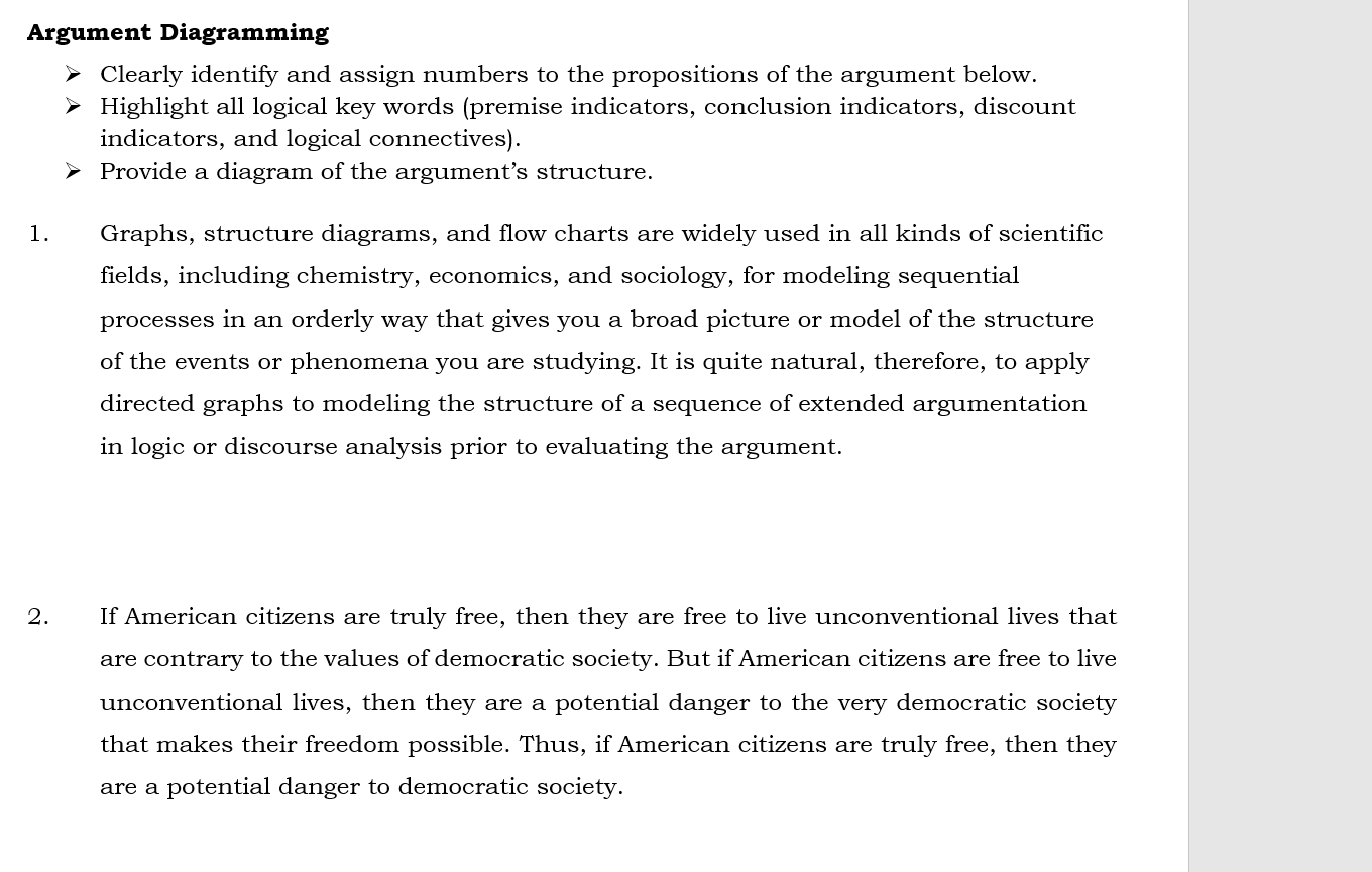 Argument Diagramming > Clearly identify and assign | Chegg.com