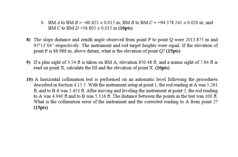 Solved b. BMA to BMB=−60.821±0.015 m;BMB to | Chegg.com