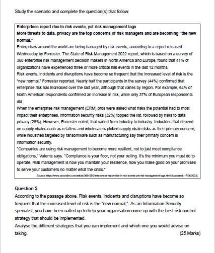 Solved Study the scenario and complete the question(s) that | Chegg.com