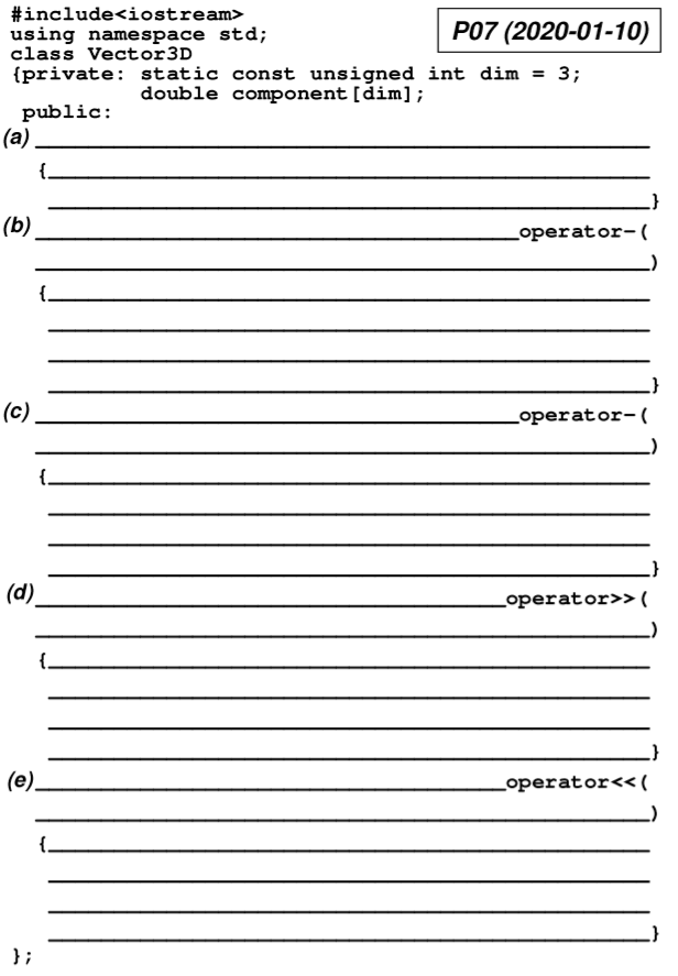 Solved Inside class vector 3D define (a) a standard | Chegg.com