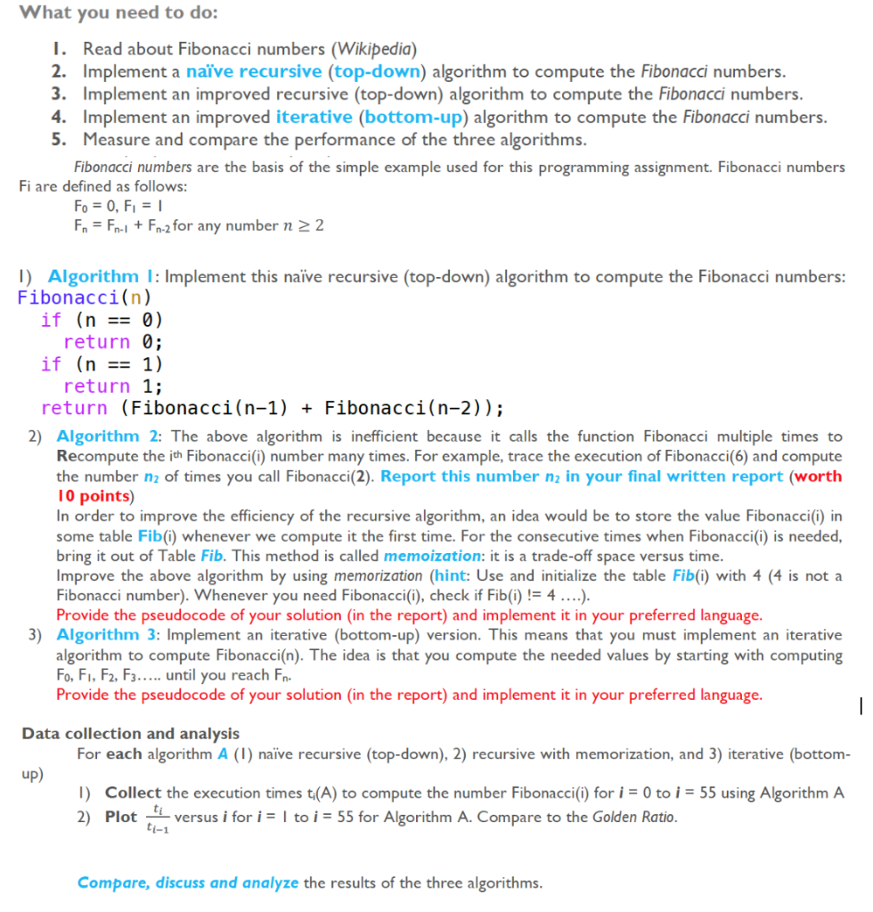 Solved What you need to do: 1. Read about Fibonacci numbers | Chegg.com