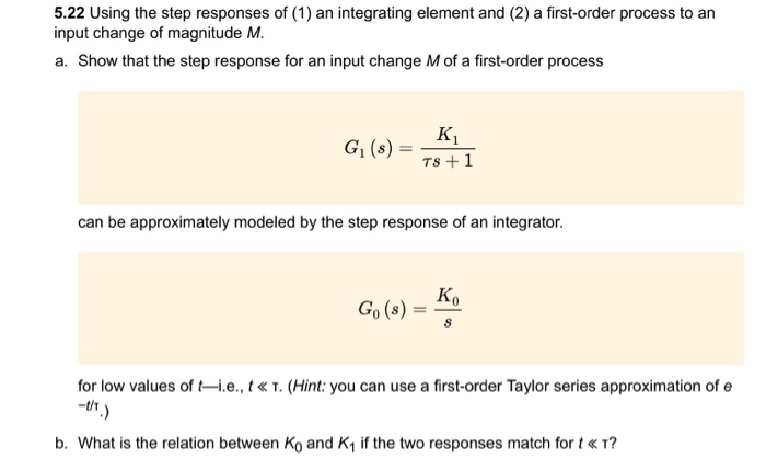 Solved 5.22 Using the step responses of (1) an integrating | Chegg.com