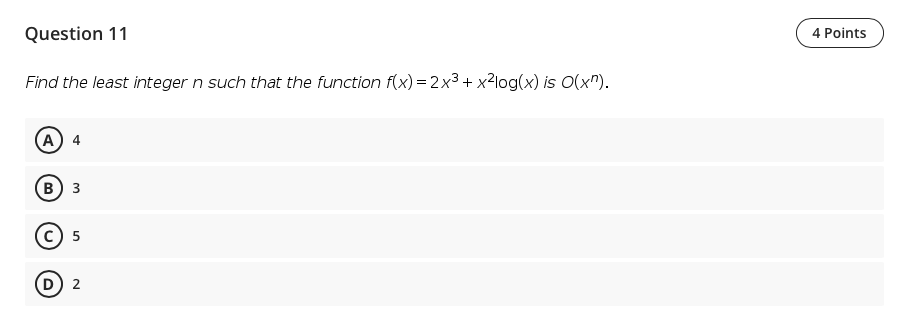 Solved Question 11 4 Points Find the least integer n such | Chegg.com