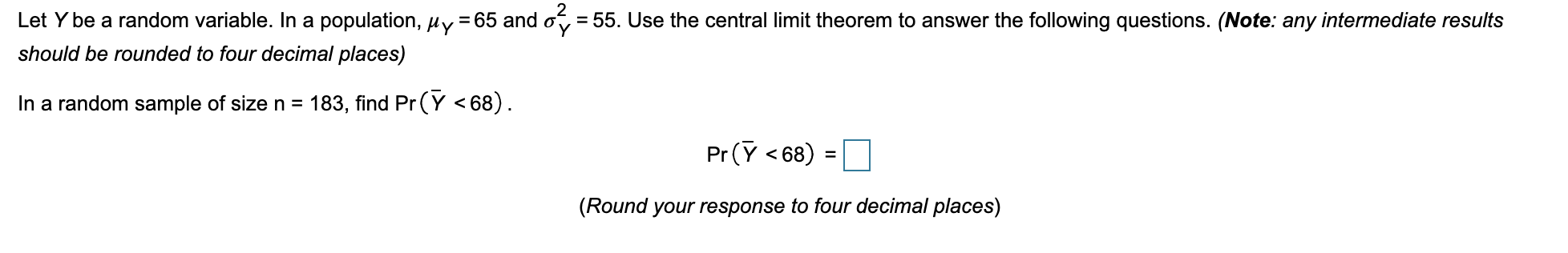 Solved Let Ybe A Random Variable In A Population My 65 