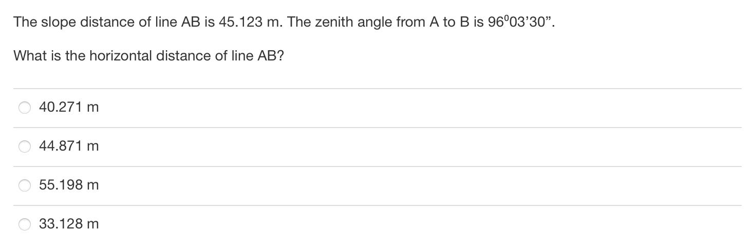 Solved A surveyor uses a total station to measure the zenith | Chegg.com