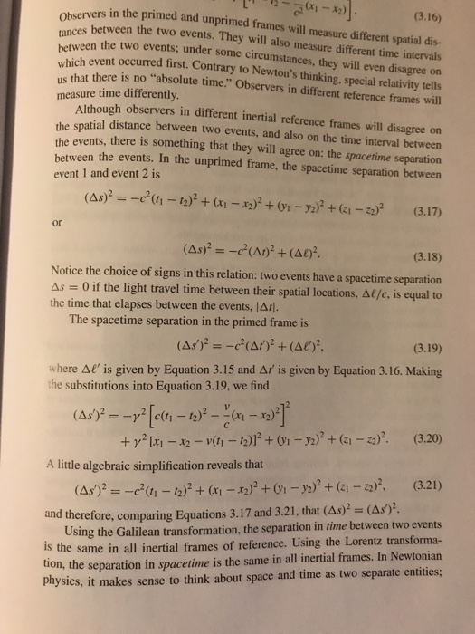 Solved 1 - x2) (3.16) Observers in the primed and unprimed | Chegg.com