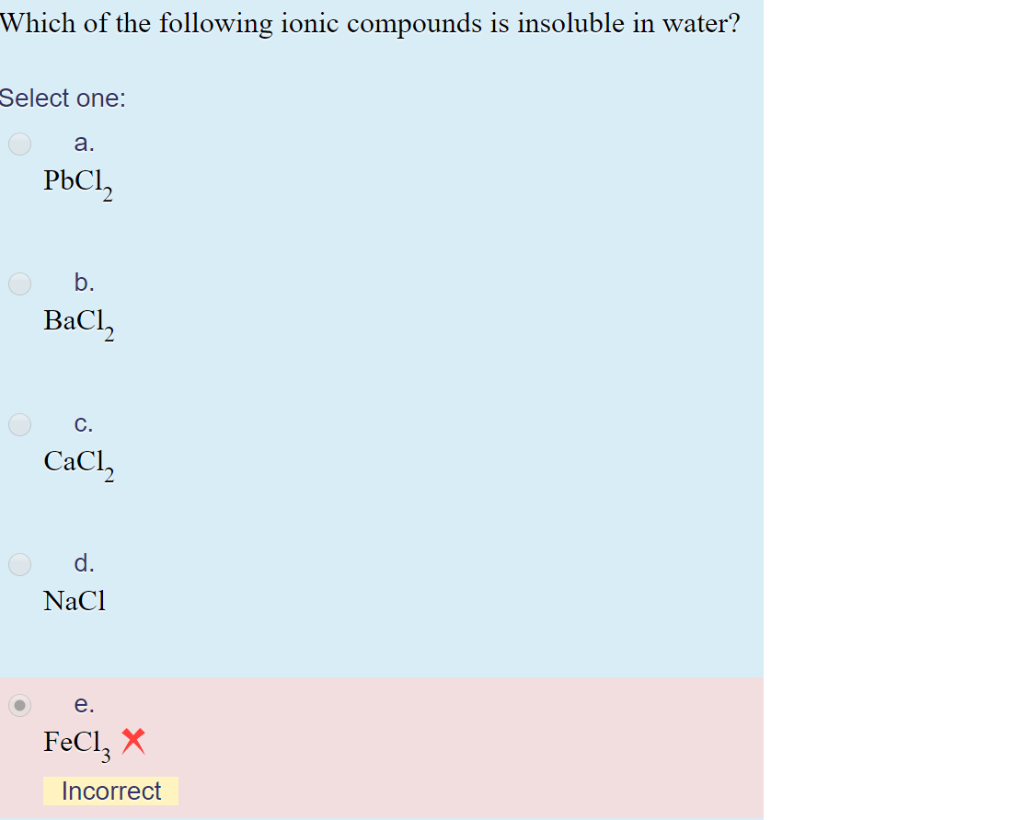 Solved Which of the following ionic compounds is insoluble | Chegg.com