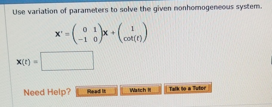Solved Use variation of parameters to solve the given | Chegg.com