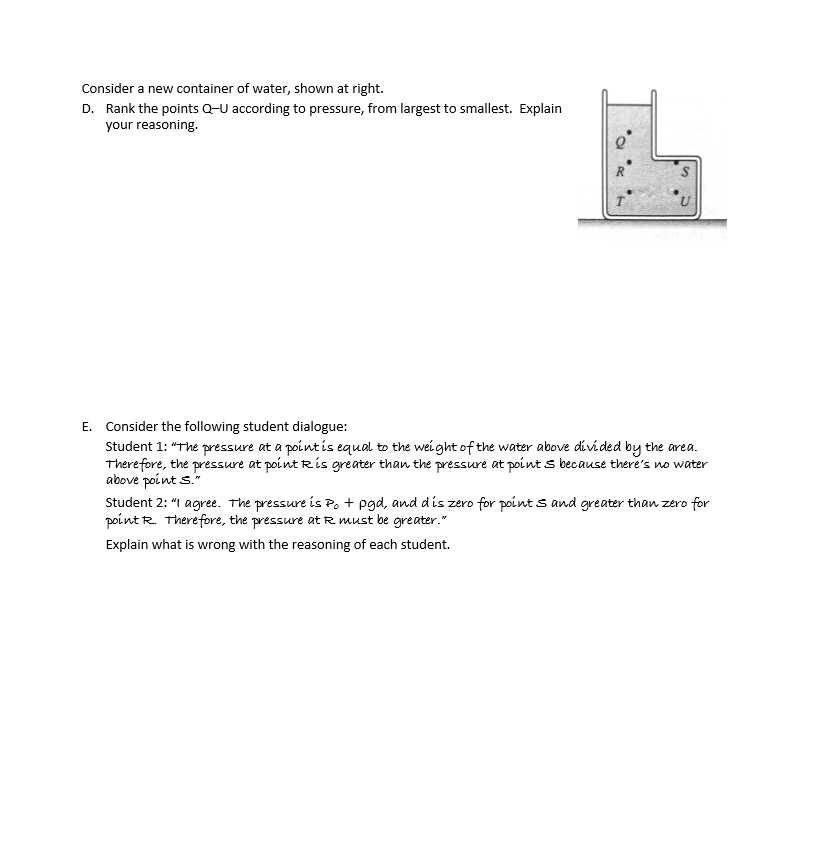 Solved II. Pressure and Force A. Pressure is defined as | Chegg.com