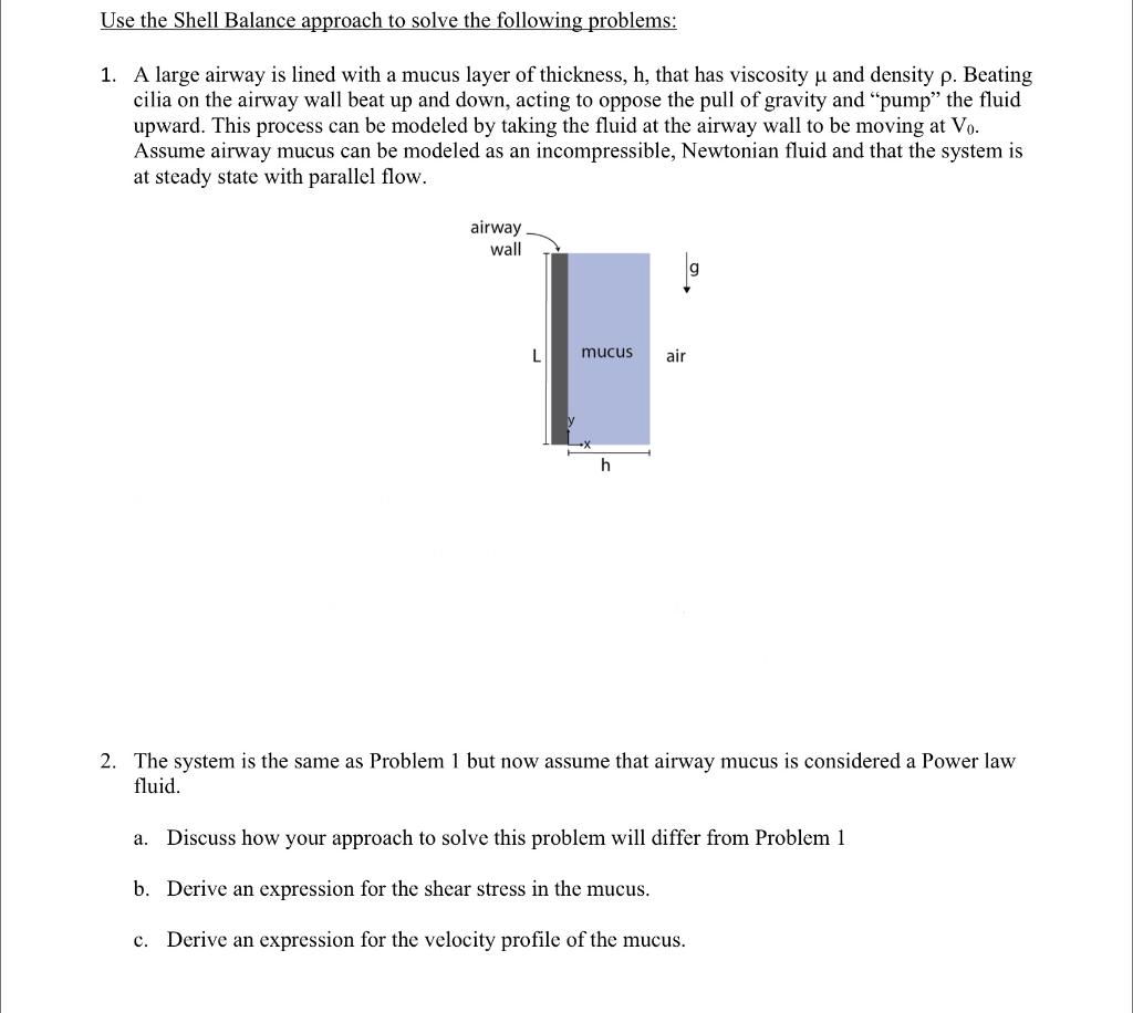 Solved Use the Shell Balance approach to solve the following | Chegg.com