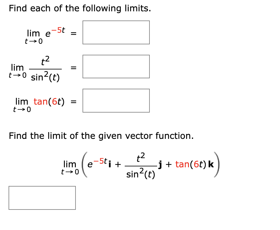 Find each of the following limits. | Chegg.com