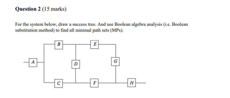 Solved For the system below, draw a success tree. And use | Chegg.com