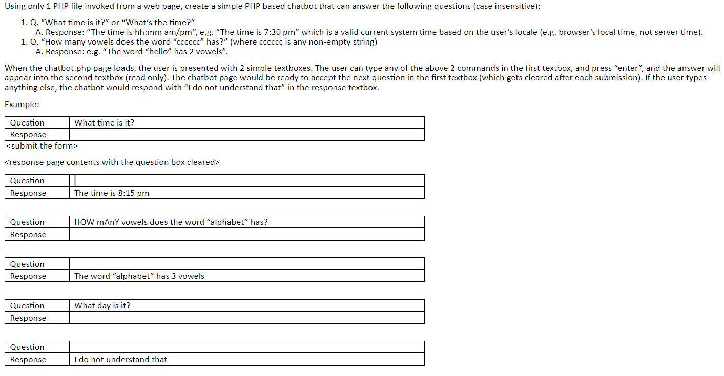 Solved Using Only 1 Php File Invoked From A Web Page Create 