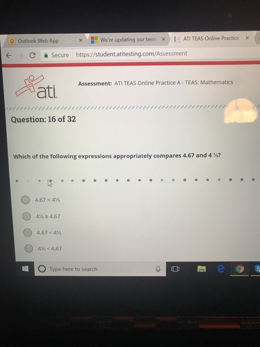 Solved: × We're Updating Our Term 1 ATI TEAS Online Practi... | Chegg.com