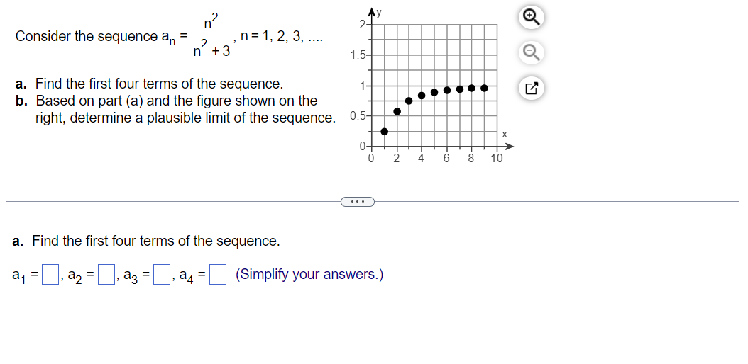 Solved Consider the sequence an=n2+3n2,n=1,2,3,… a. Find the | Chegg.com