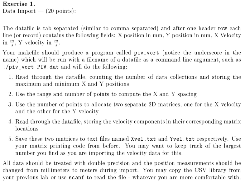 Exercise 1. Data Import – (20 points): The datafile | Chegg.com