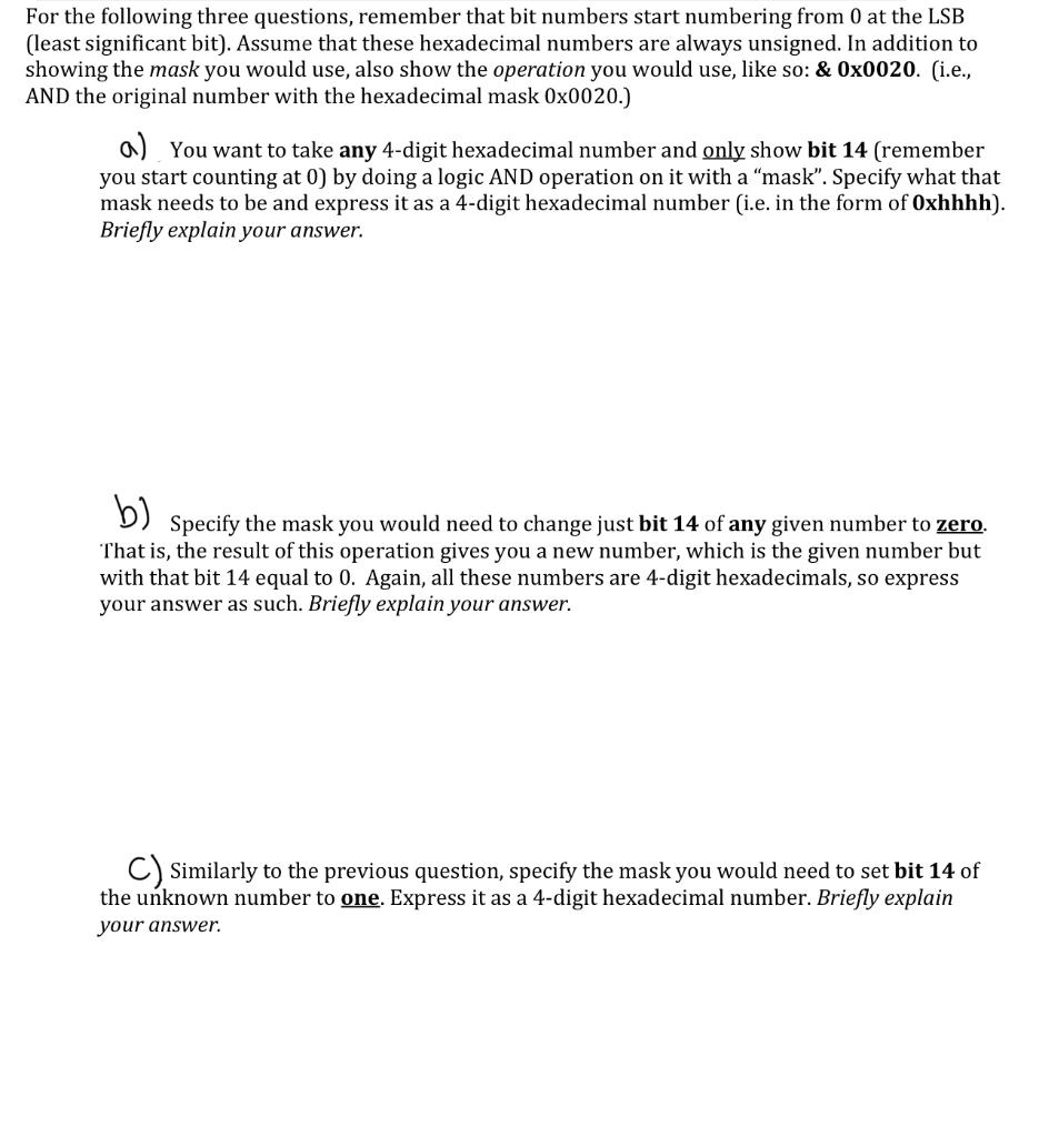 Solved For the following three questions, remember that bit | Chegg.com