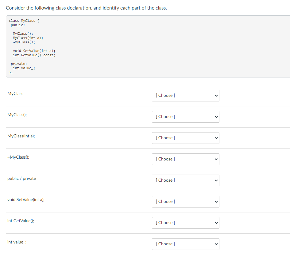Solved Consider the following class declaration, and | Chegg.com