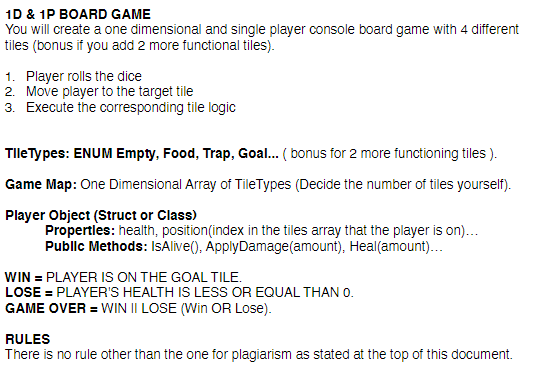 Solved 1D & 1P BOARD GAME You will create a one dimensional | Chegg.com