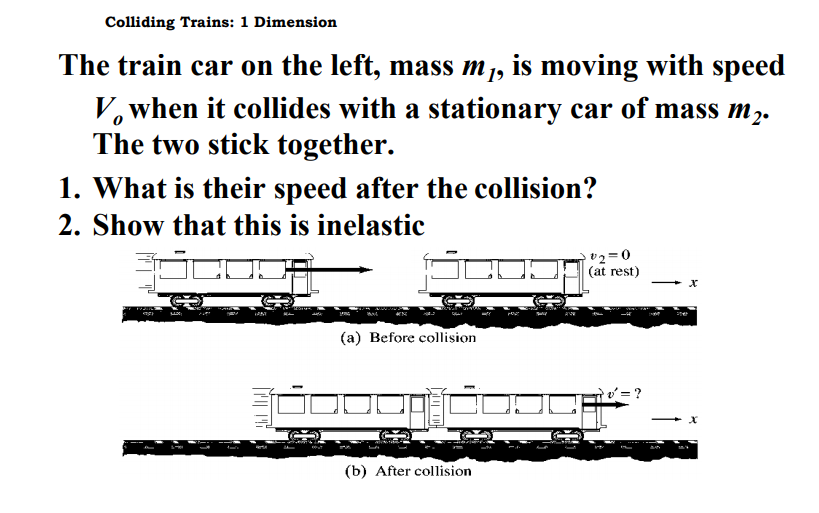 Solved Colliding Trains: 1 Dimension The train car on the | Chegg.com