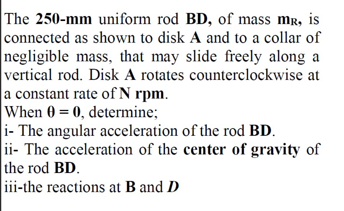 Solved Mass of rod = 3kg angular speed of the disk N = 23 | Chegg.com